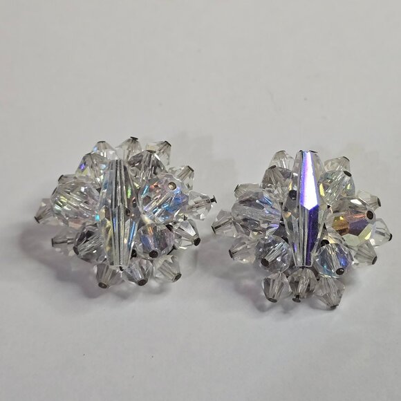 Unknown | Jewelry | Vintage Ab Crystal Cluster Clipon Earrings | Poshmark
